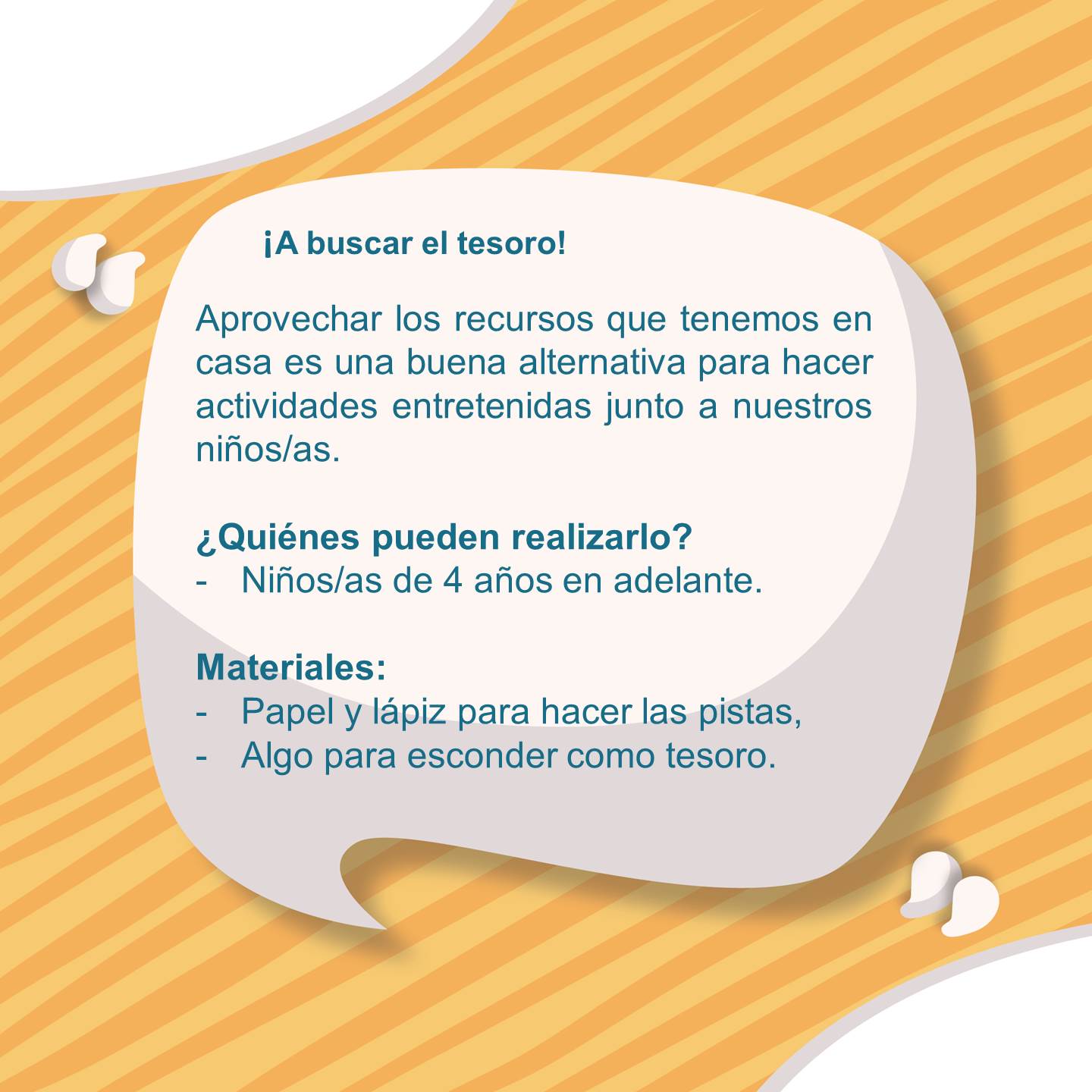 Juego en casa para toda la familia: La búsqueda del tesoro - Fundación ...